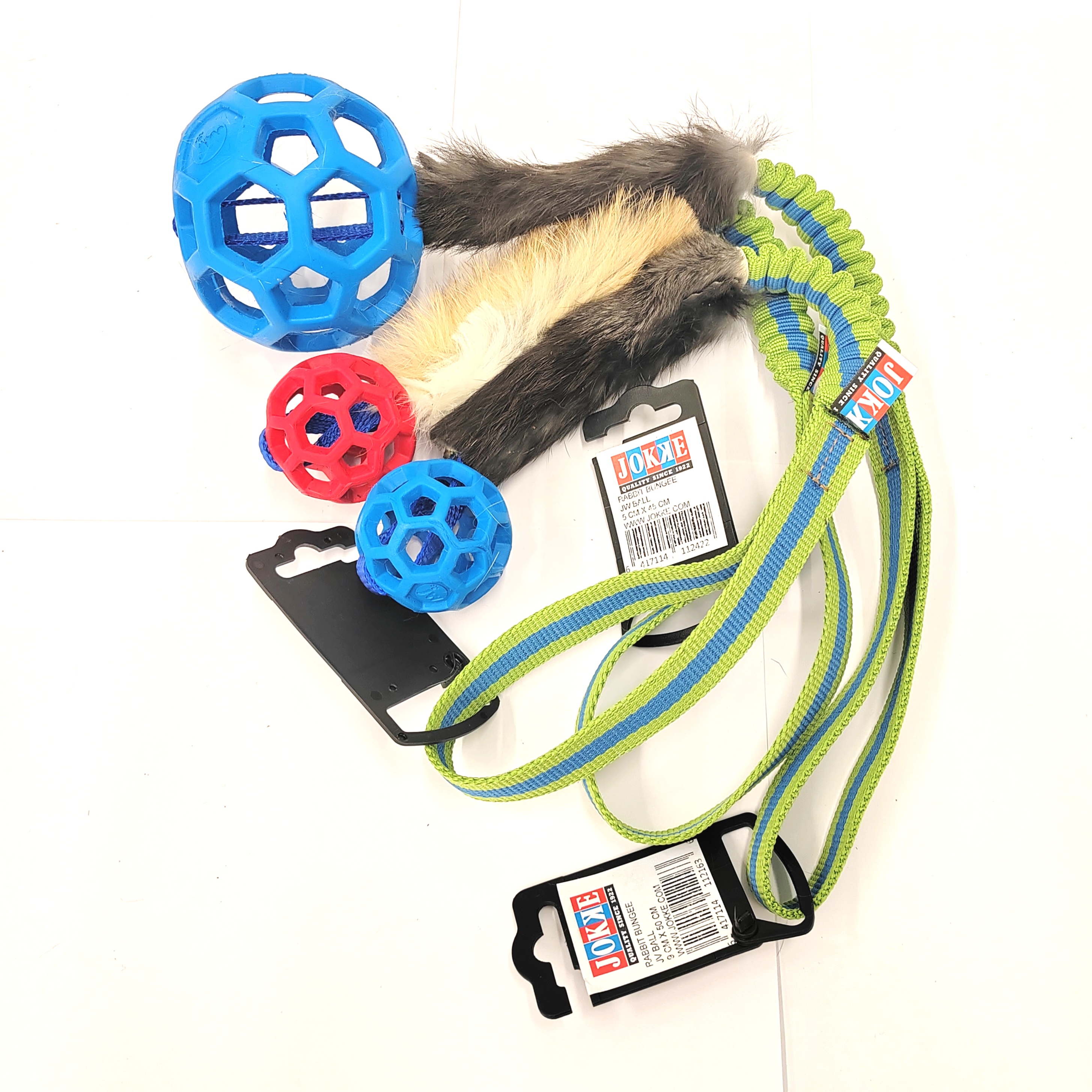 Jokke Rabbit Bungee JW Ball 5x25cm JW-pallolla ja kaninkarvalla - Petzoo.fi verkkokauppa